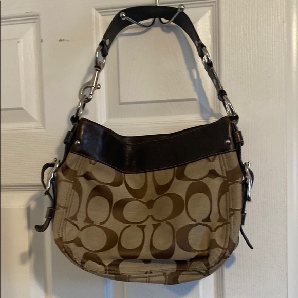 Coach | Bags | Coach Brown Signature Shoulder Bag With Crescent Shape ...